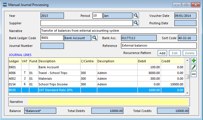 FMS6 - Creating journals to record external payments | ESS Portal