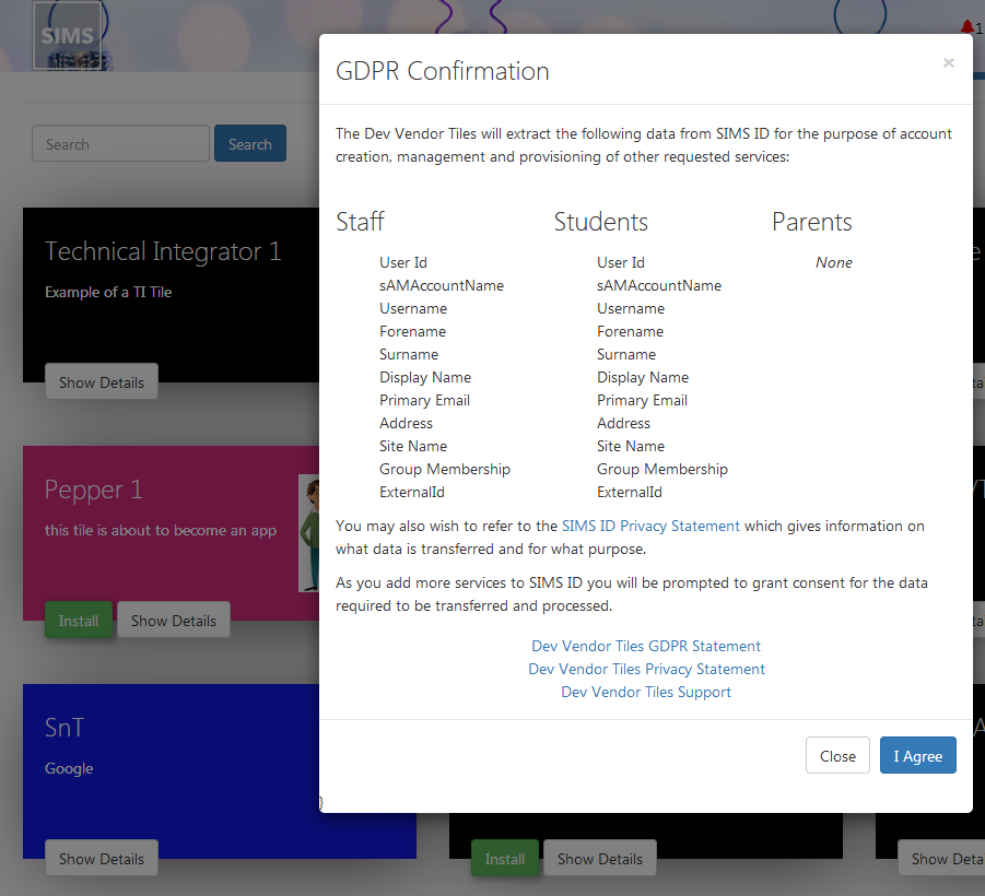SIMS ID Tile Store Walkthrough for TIs | ESS Portal